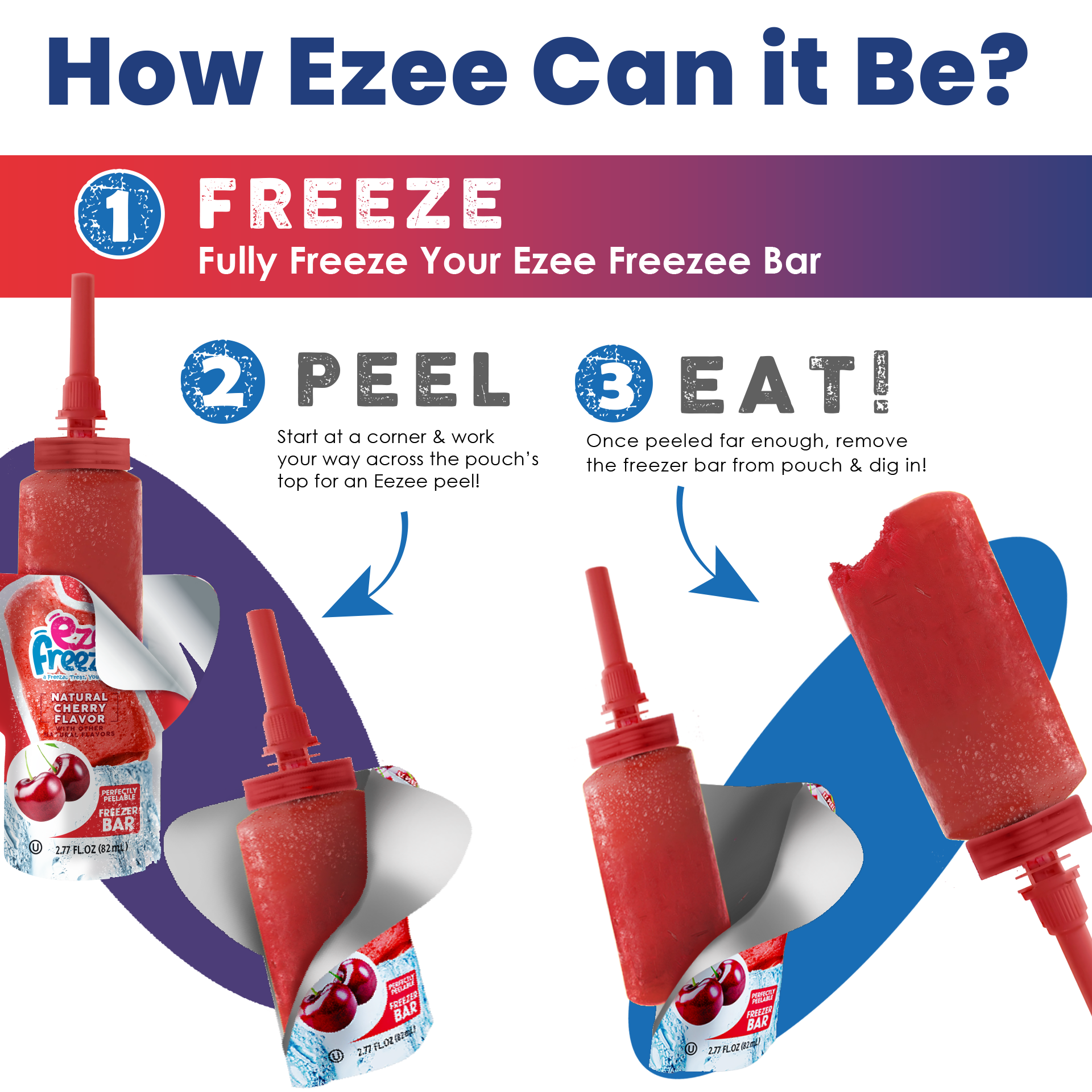 Ezee Freezee - Naturally Flavored Freezer Pops in Strawberry, Lemon